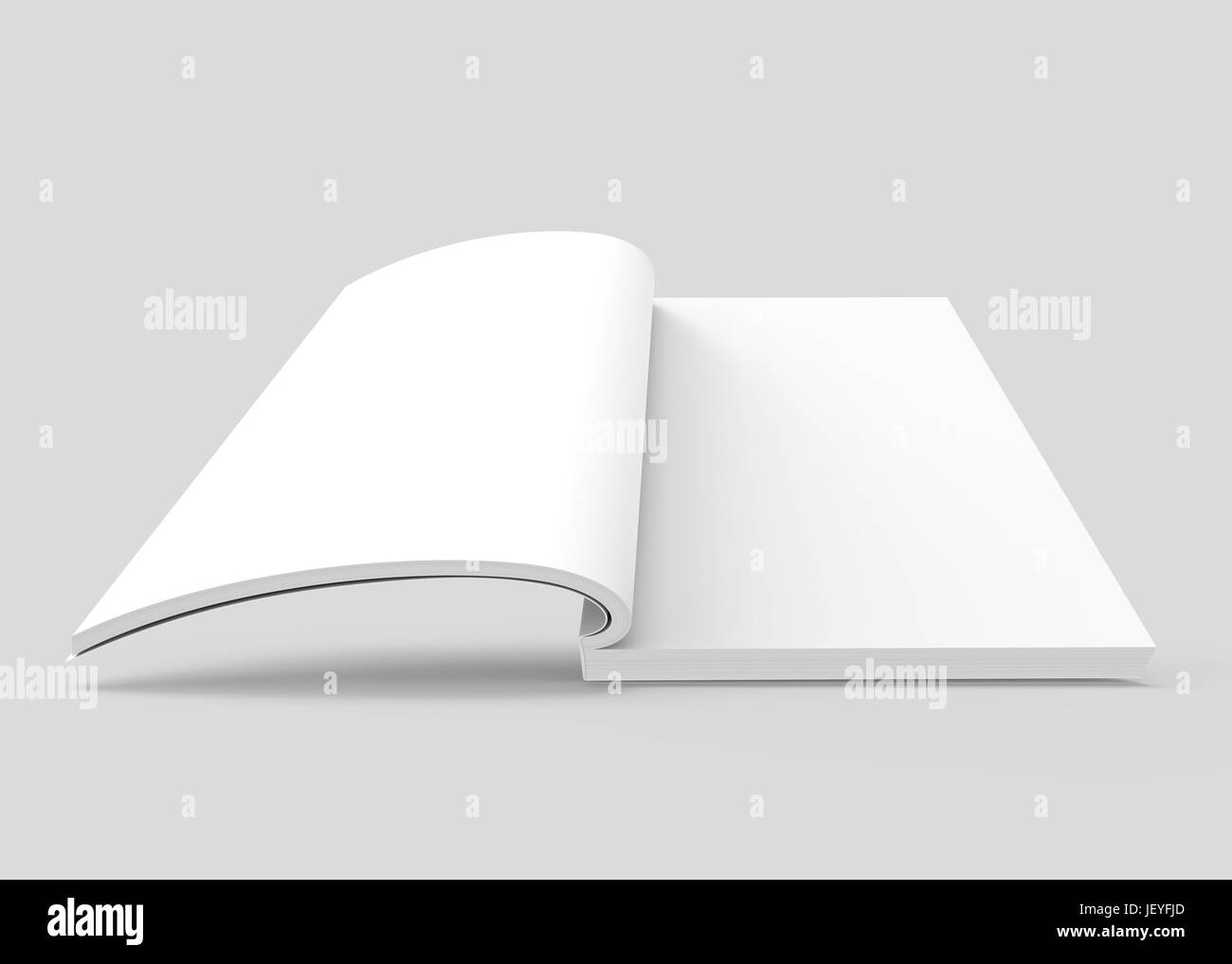 blank 3d rendering open book, isolated light gray background, elevated ...