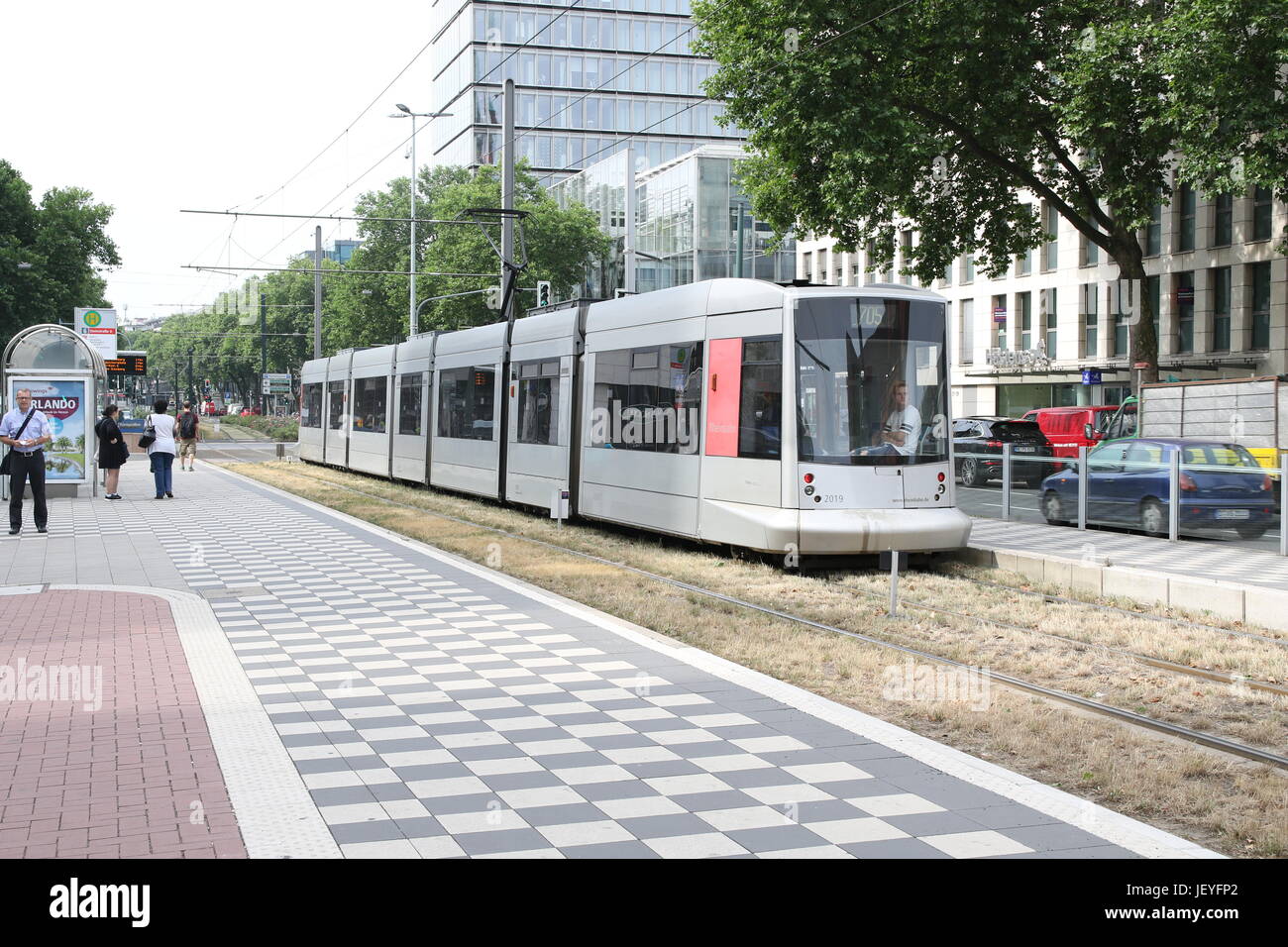 a long side view of a tram in Dusseldorf, Germany Stock Photo - Alamy