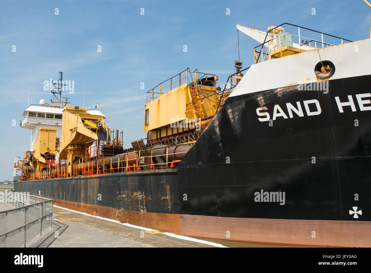Ship (Sand Heron) moving through the locks at Shoreham Harbour and Port ...