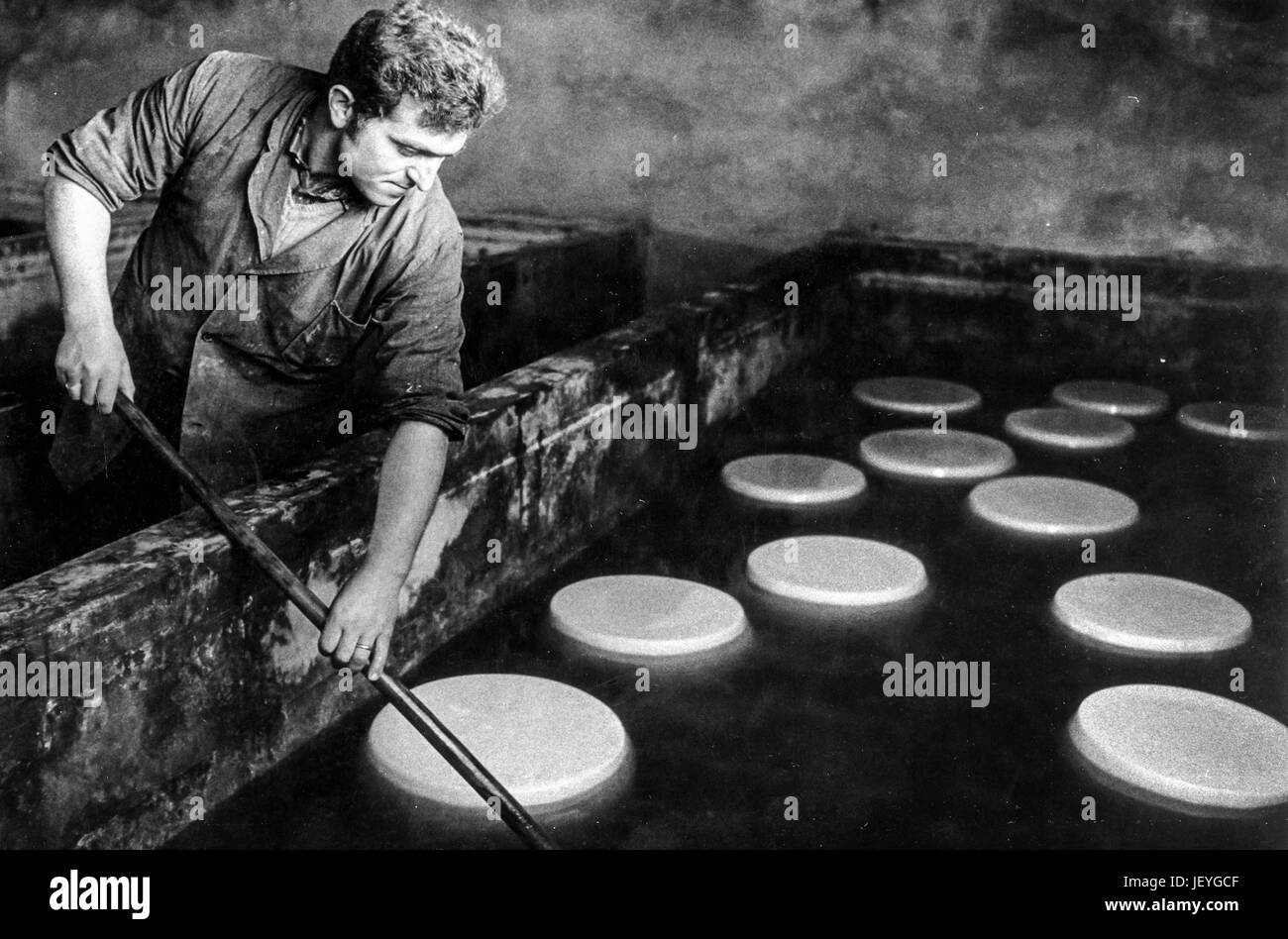 cheese production, 70s Stock Photo - Alamy