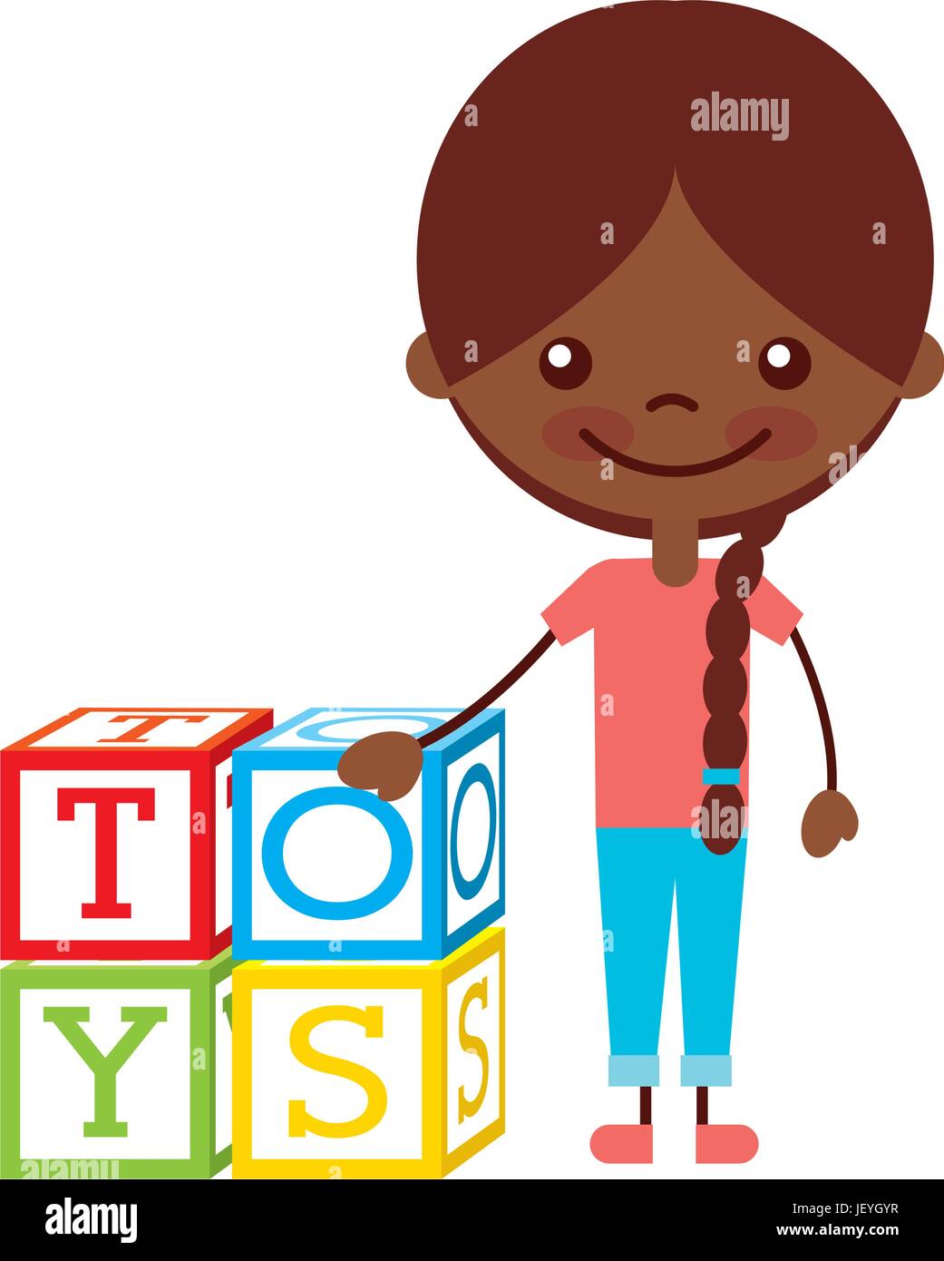 cute girl with blocks character icon Stock Vector Image & Art - Alamy