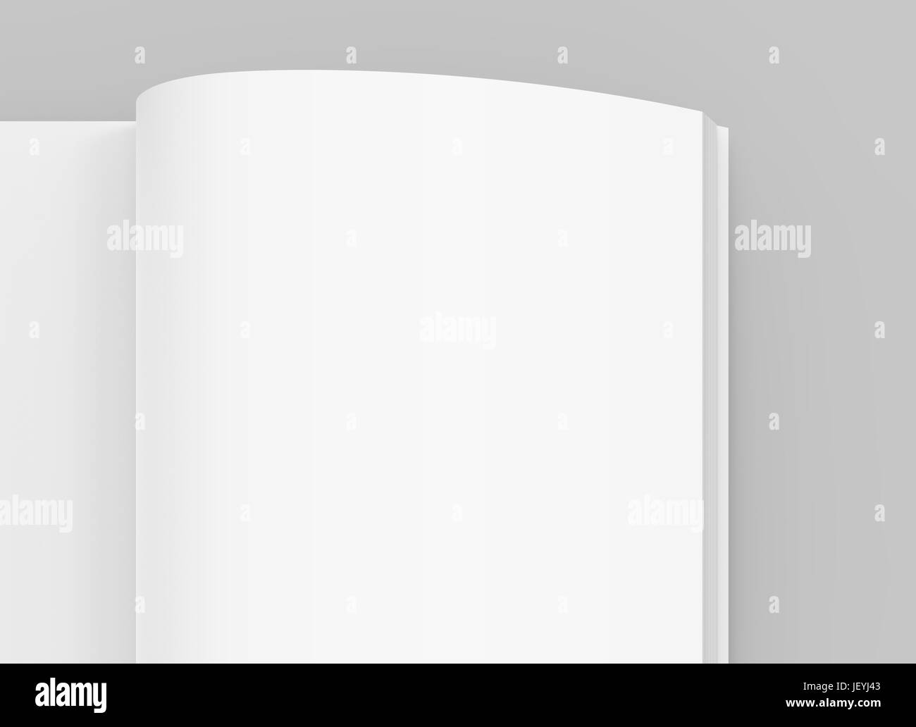 blank 3d rendering open book upper right part, isolated gray background ...