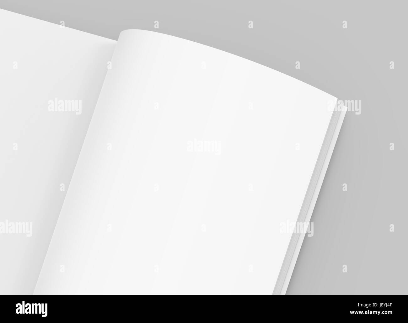 blank left tilt 3d rendering open book upper right part, isolated gray ...