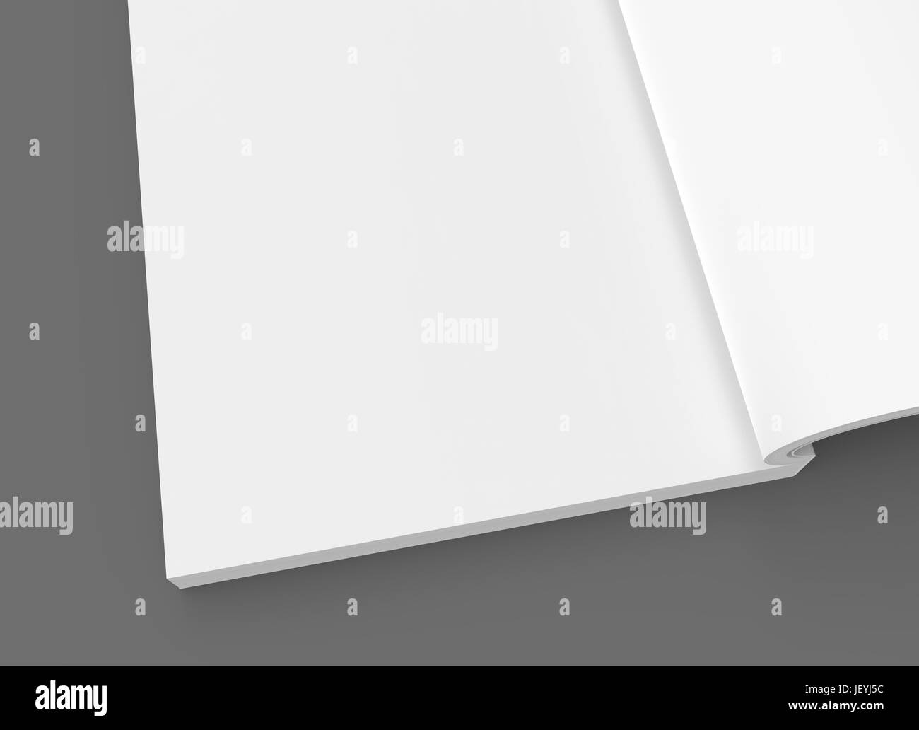 blank right tilt 3d rendering open book bottom left part, isolated dark ...