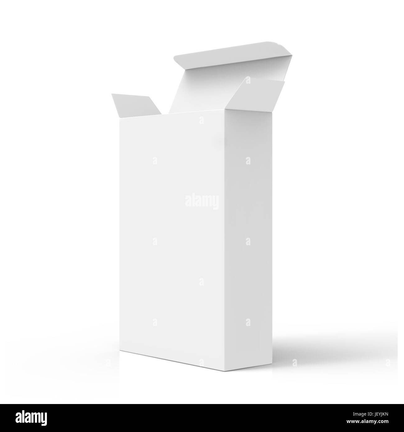 blank left tilt white open tall paper box 3d rendering for design use ...