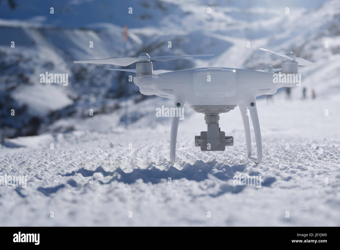 Flying drone in winter Alpine landscape panorama Stock Photo - Alamy