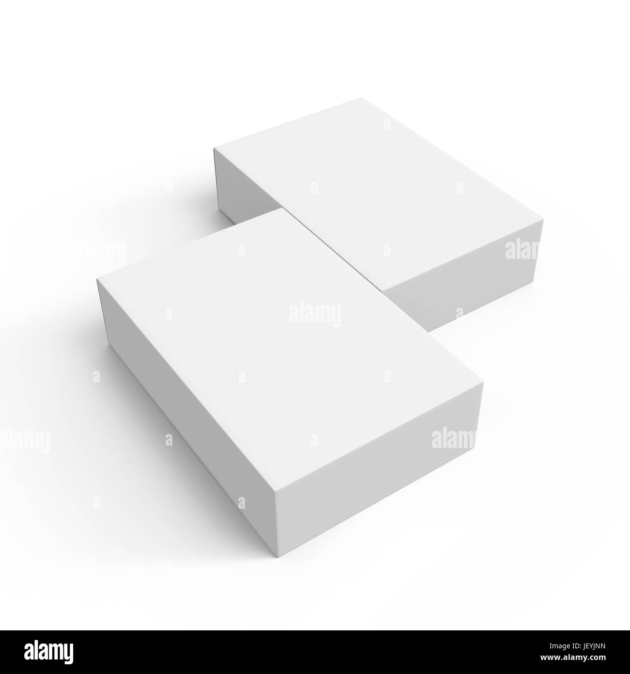 two right tilt white flat paper boxes 3d rendering for design use ...