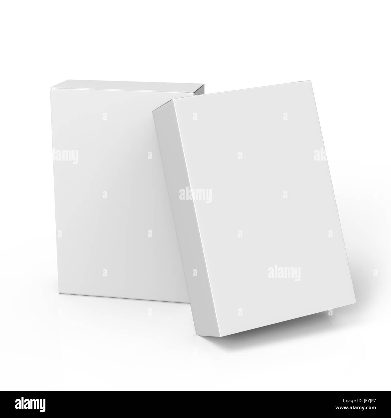one blank paper box leaning on another, 3d rendering for design use ...