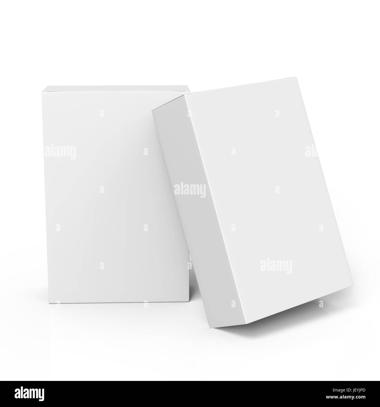 one blank paper box leaning on another, 3d rendering for design use ...