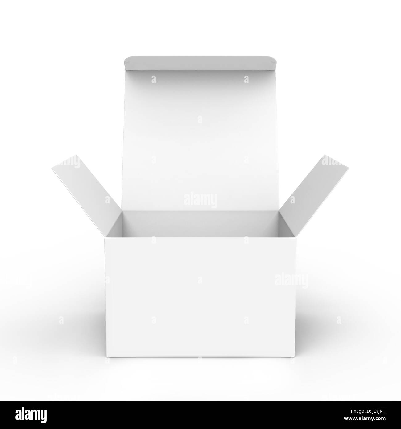 blank white open paper box 3d rendering for design use, isolated white ...