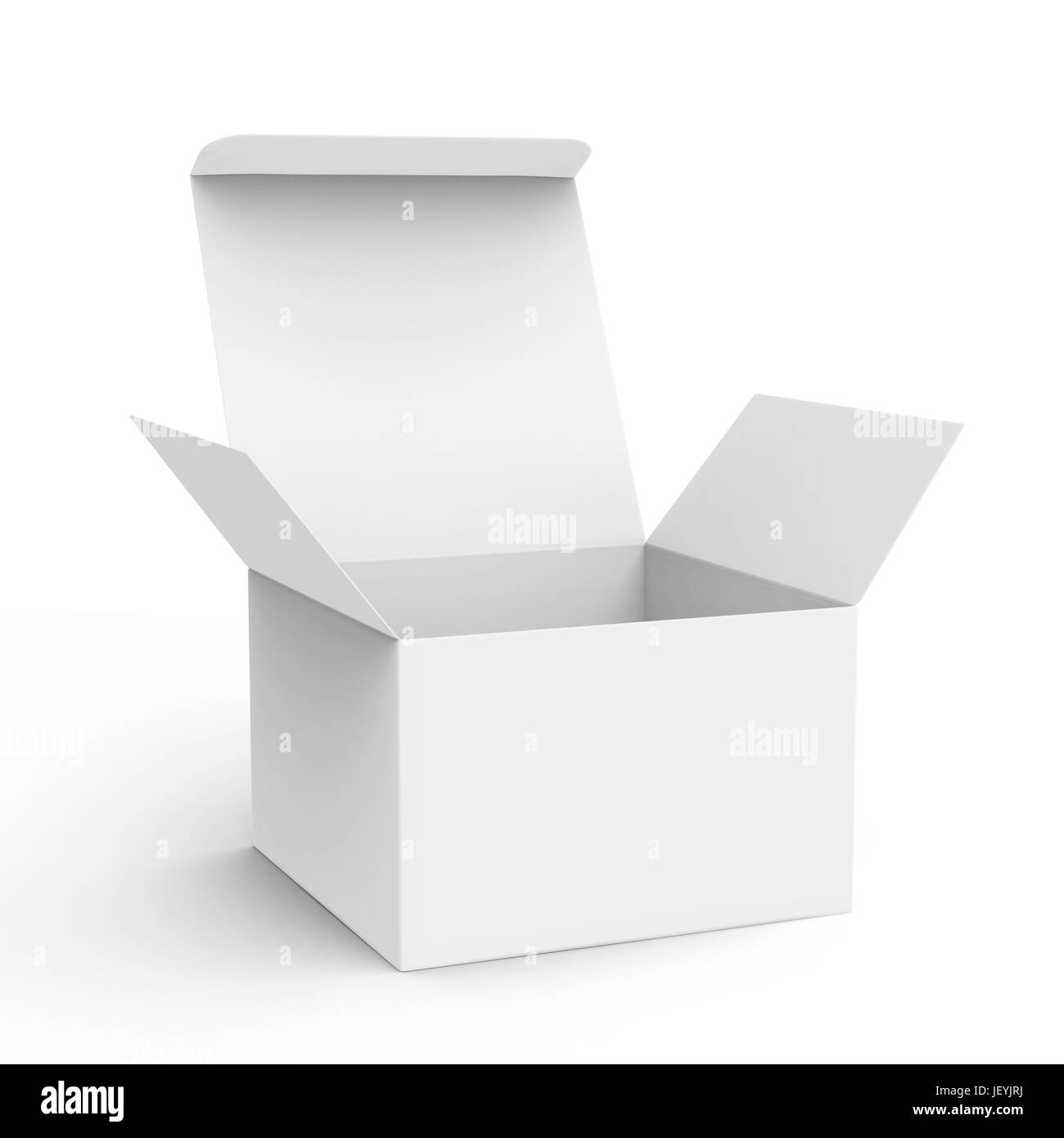blank right tilt white open paper box 3d rendering for design use ...