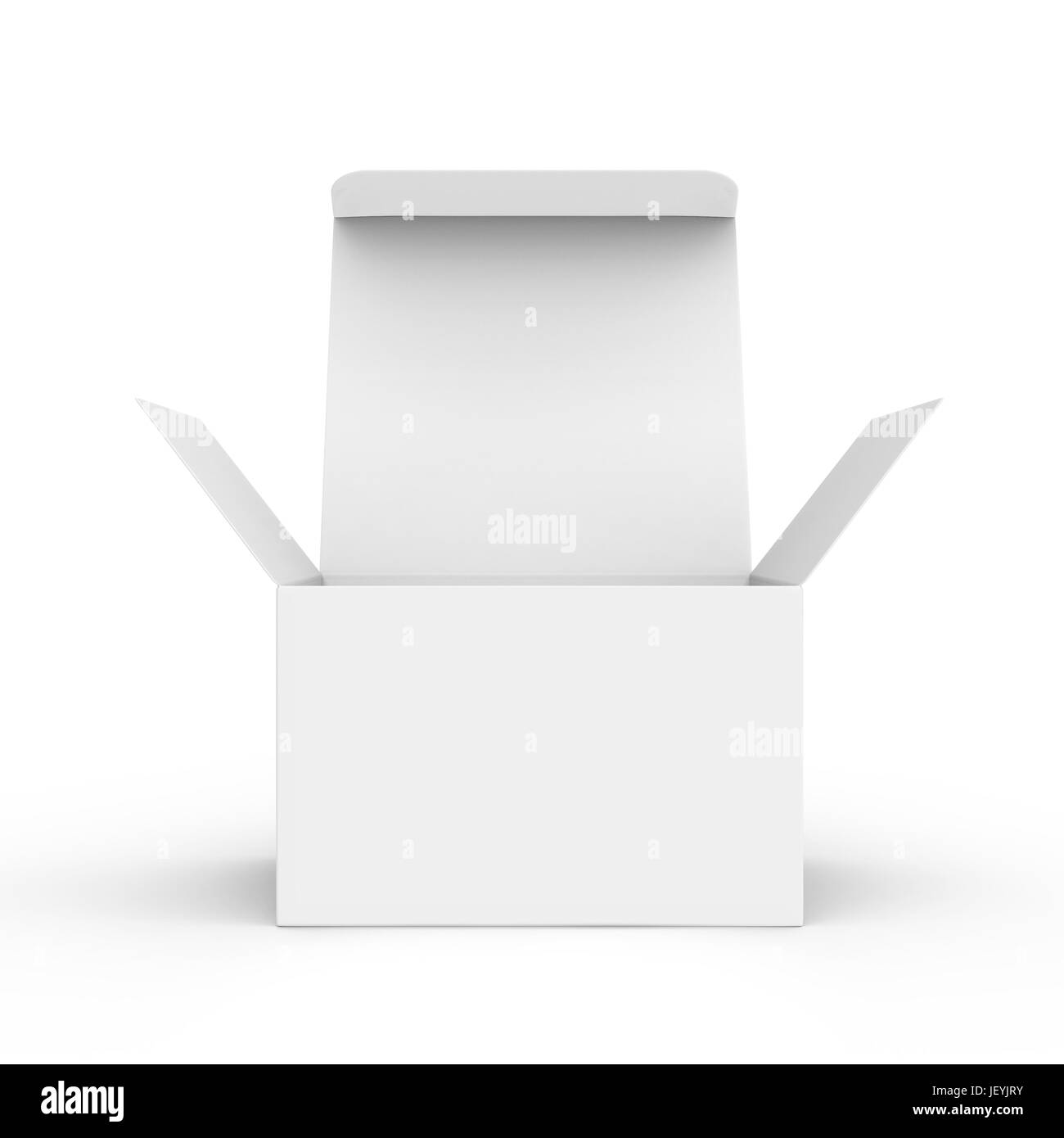 blank white open paper box 3d rendering for design use, isolated white ...