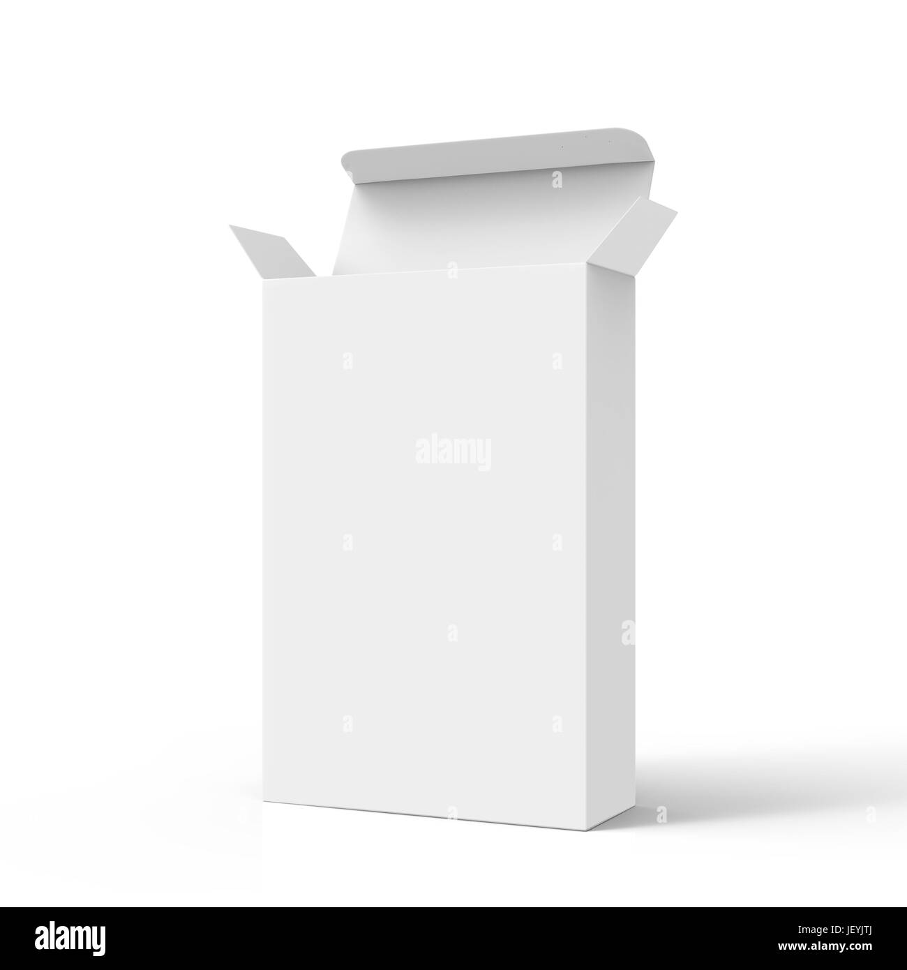 blank left tilt white open tall paper box 3d rendering for design use ...
