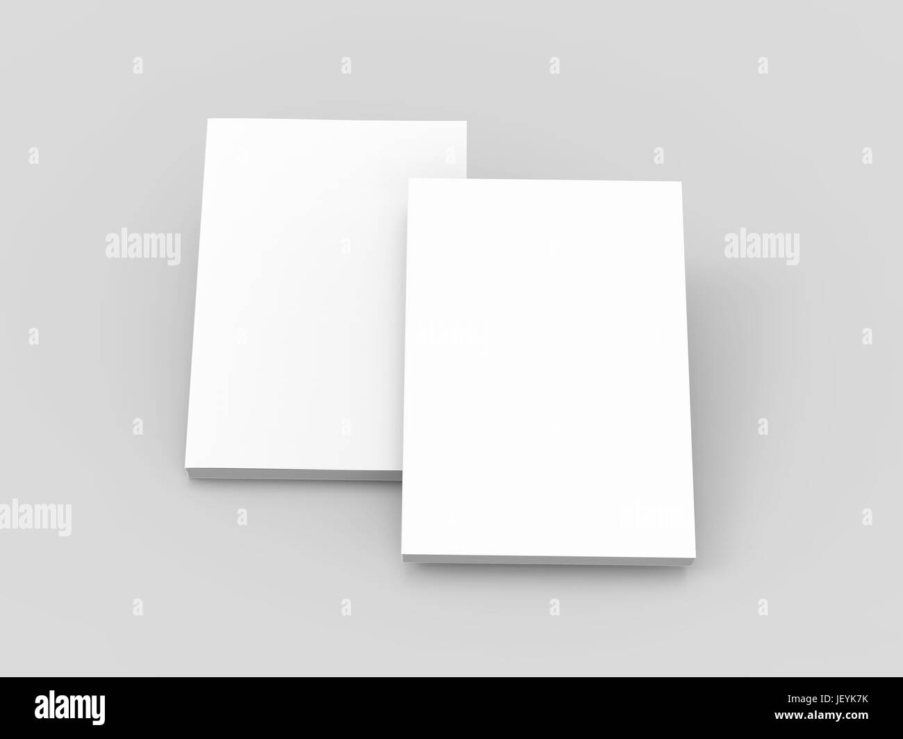two stacking blank closed books, isolated gray background, 3d rendering ...