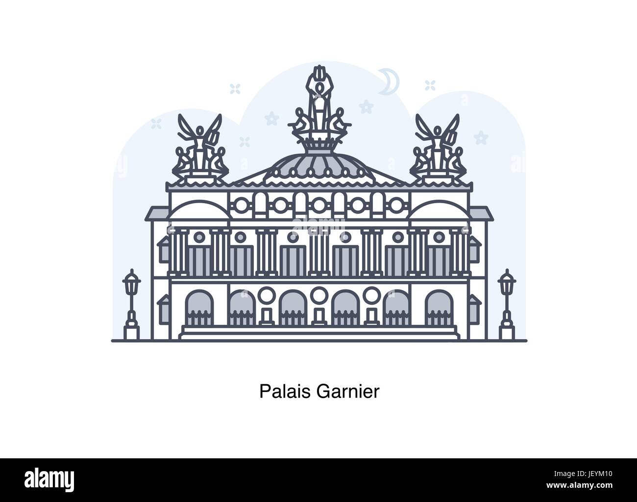 Vector line illustration of Palais Garnier / Paris Opera House, France ...