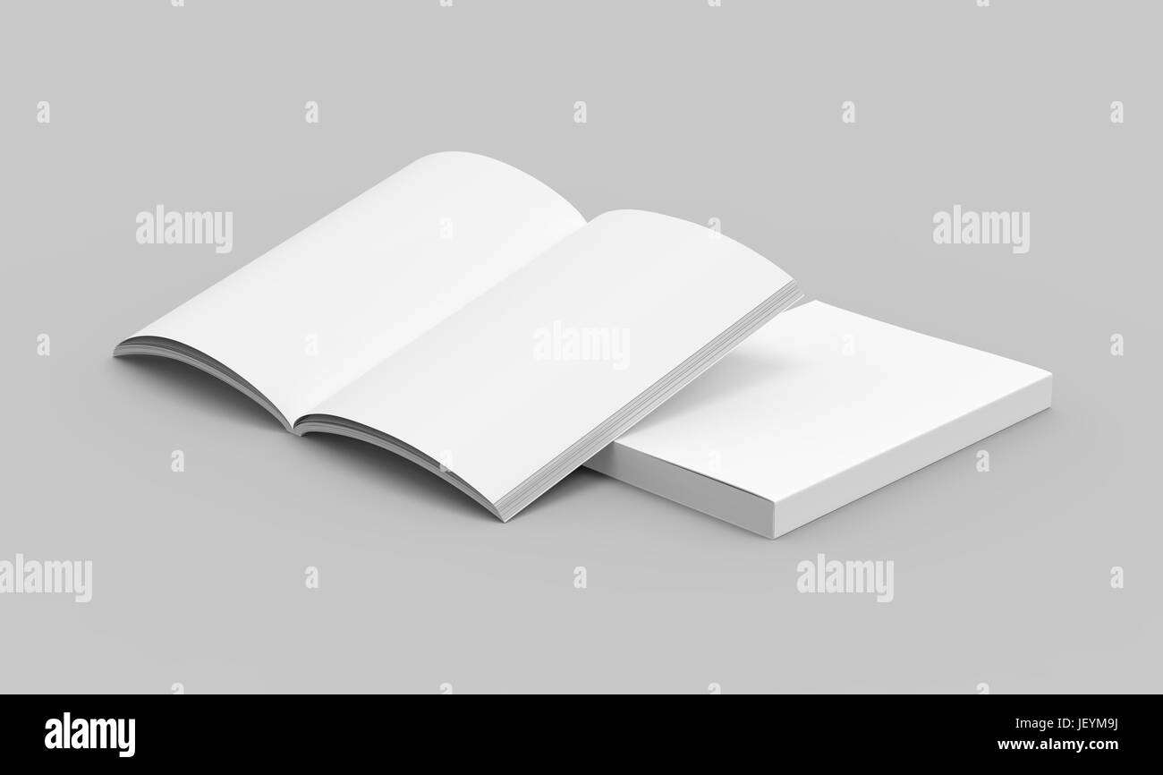 two left tilt stacking blank books on the ground, one open, isolated ...