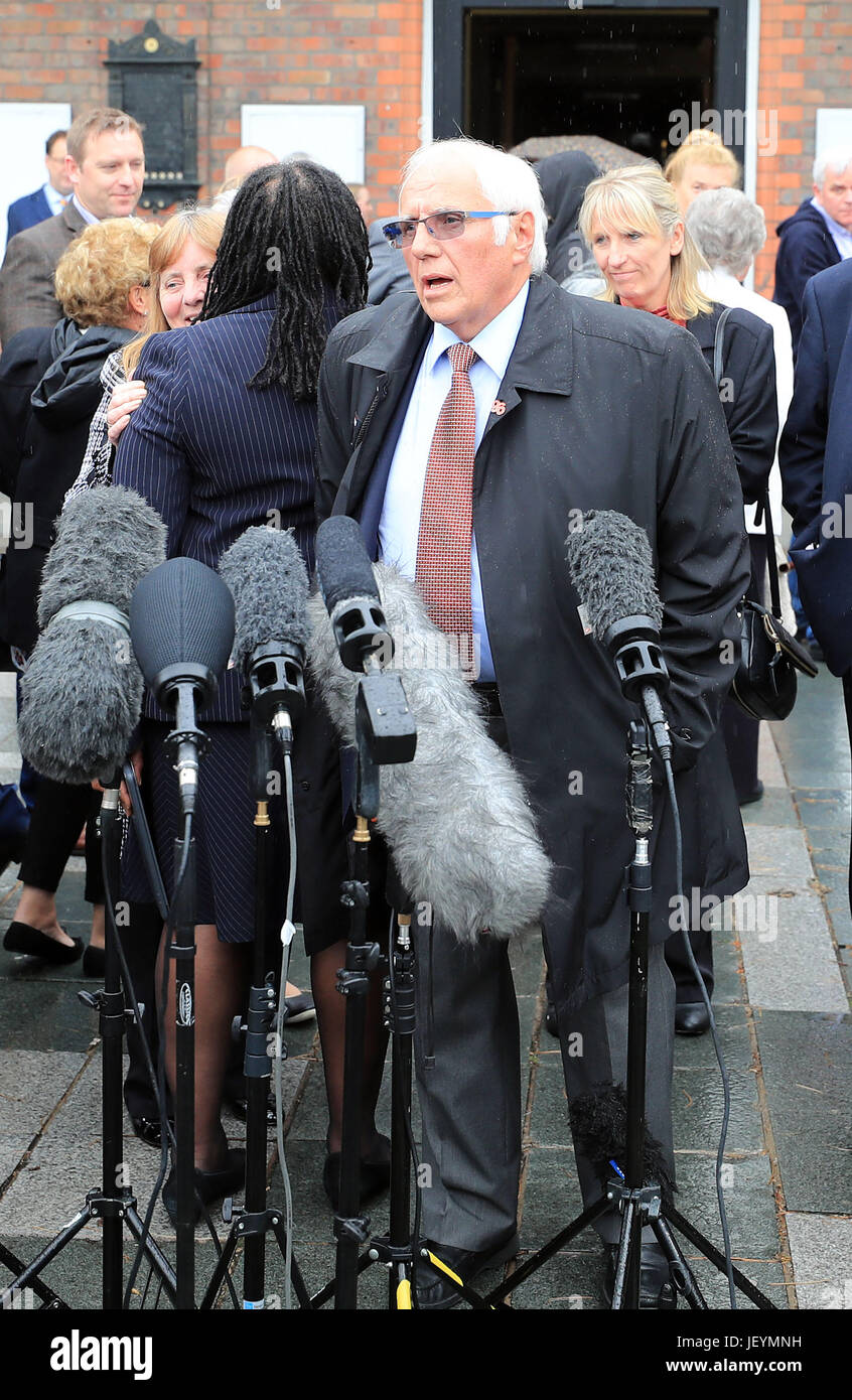 Trevor Hicks speaks to the media outside Parr Hall, Warrington, where ...