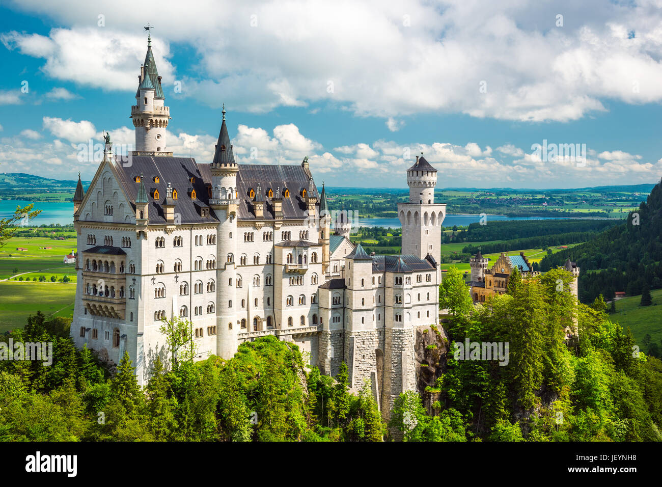 Famous fairy tale Castle in Bavaria, Neuschwanstein, Germany, panoramic ...