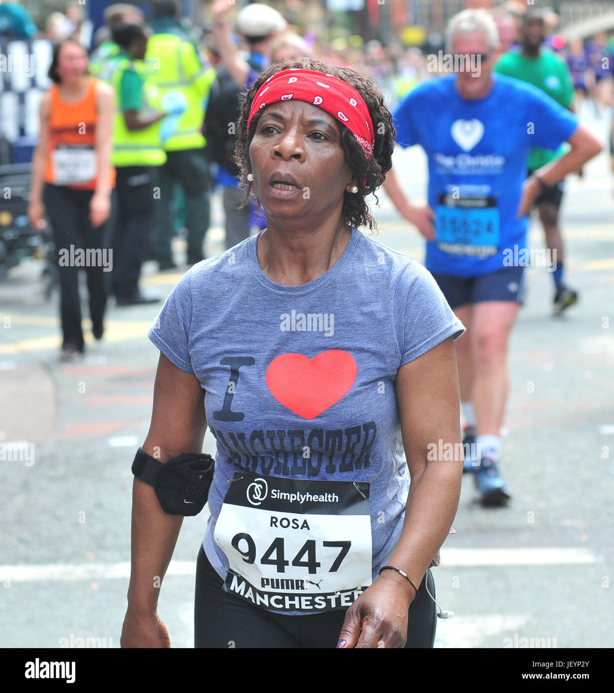 runner are seen finishing the great Manchester run, despite the ...
