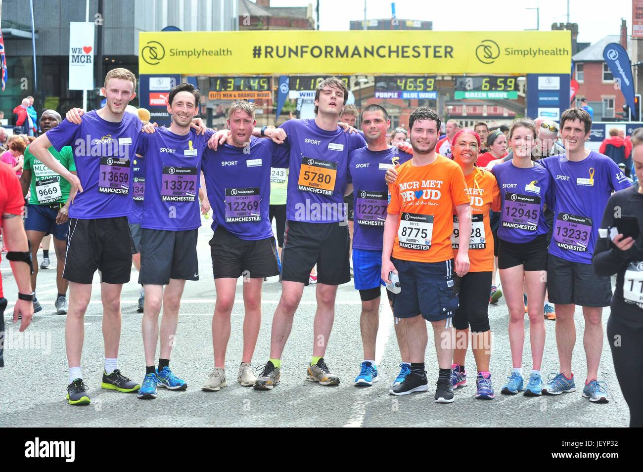 runner are seen finishing the great Manchester run, despite the ...