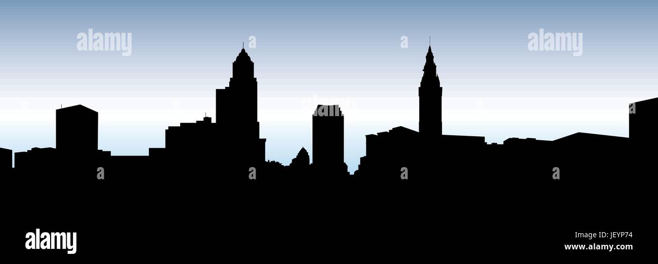 Skyline silhouette of the city of Cleveland, Ohio, USA Stock Vector ...