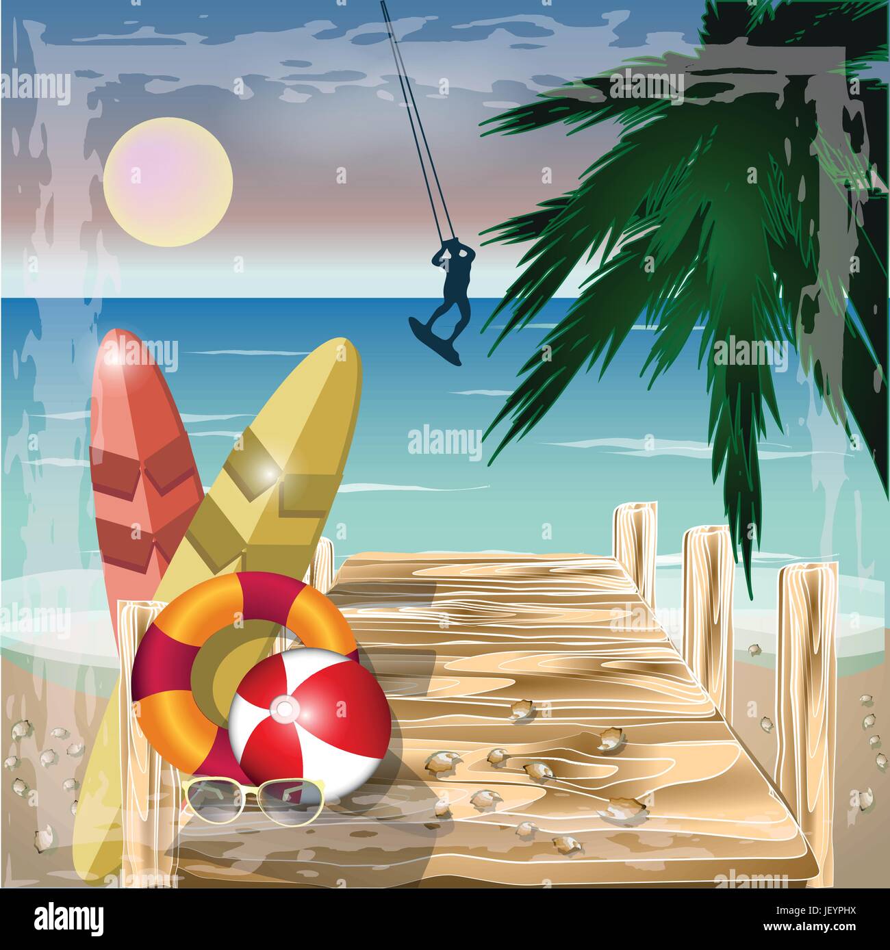 Summer beach vector hi-res stock photography and images - Alamy