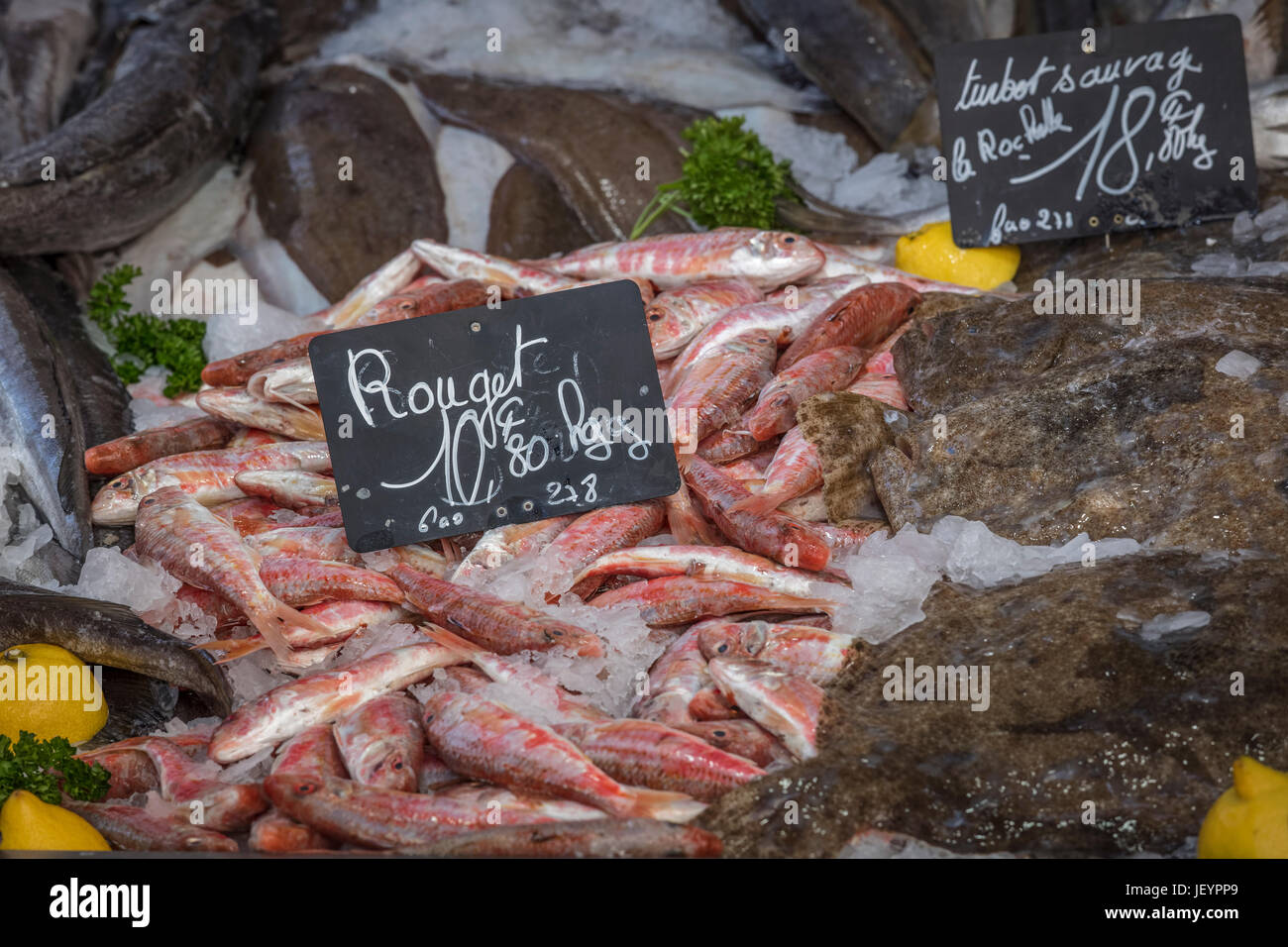 Red Fish on Market Stall Stock Photo - Alamy