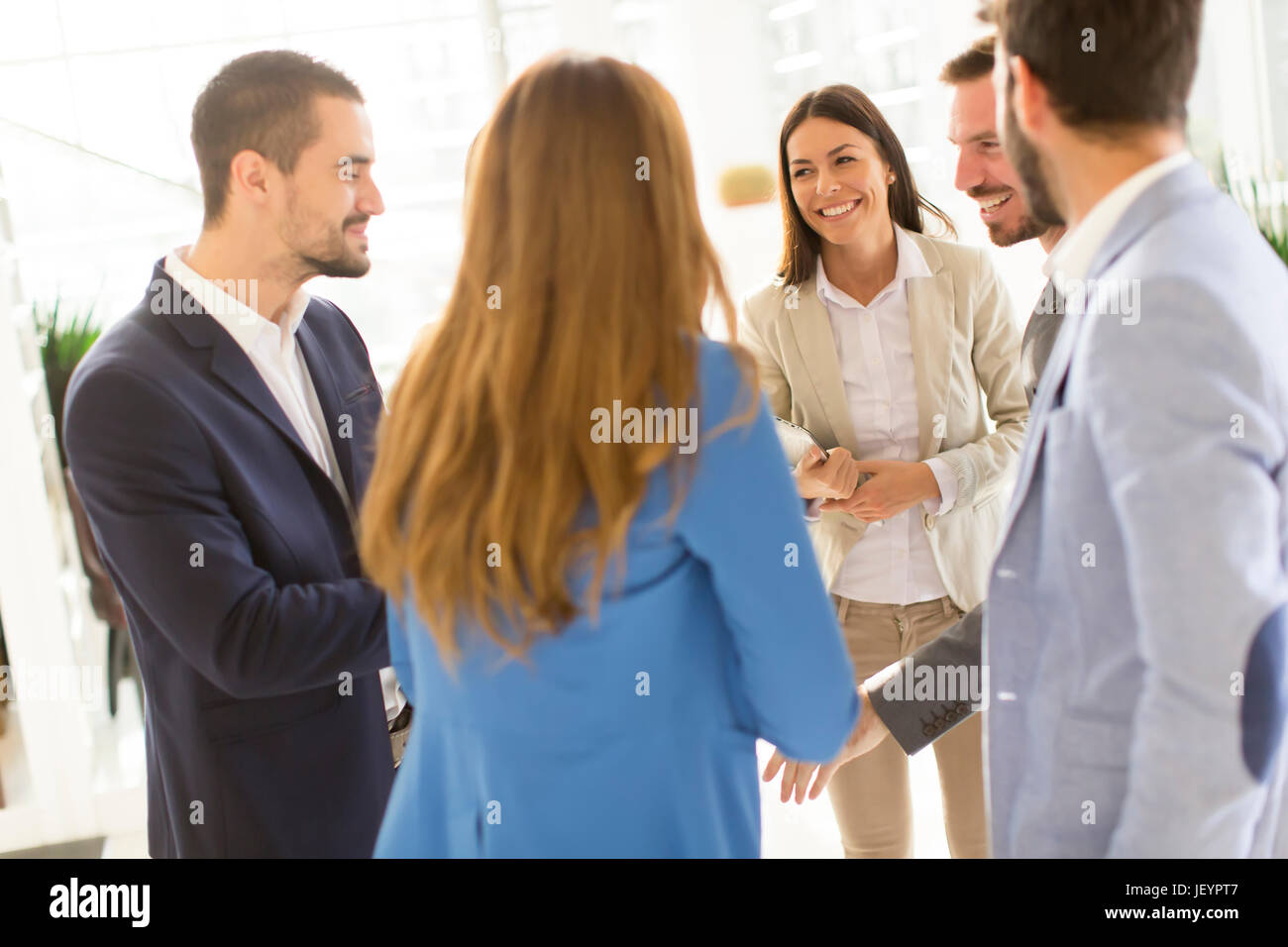 Business partners analyze the business results in modern office Stock ...