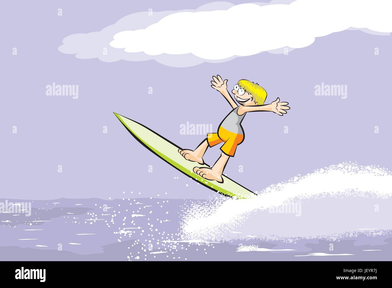 Surfer man on surfboard riding the wave. Conceptual vector illustration ...