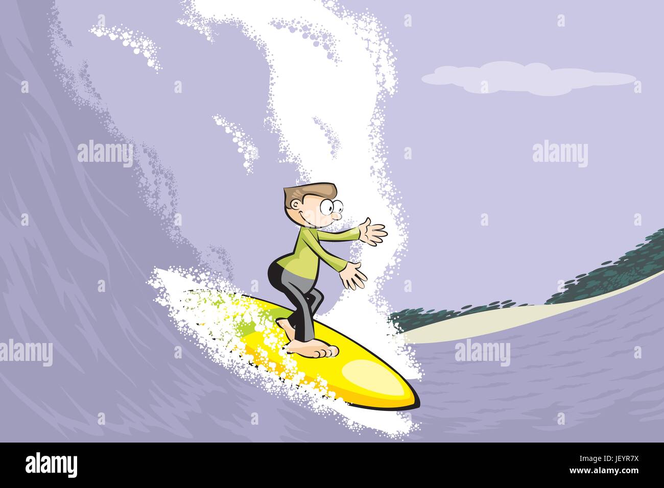 Boy surfer riding wave Stock Vector Images - Alamy