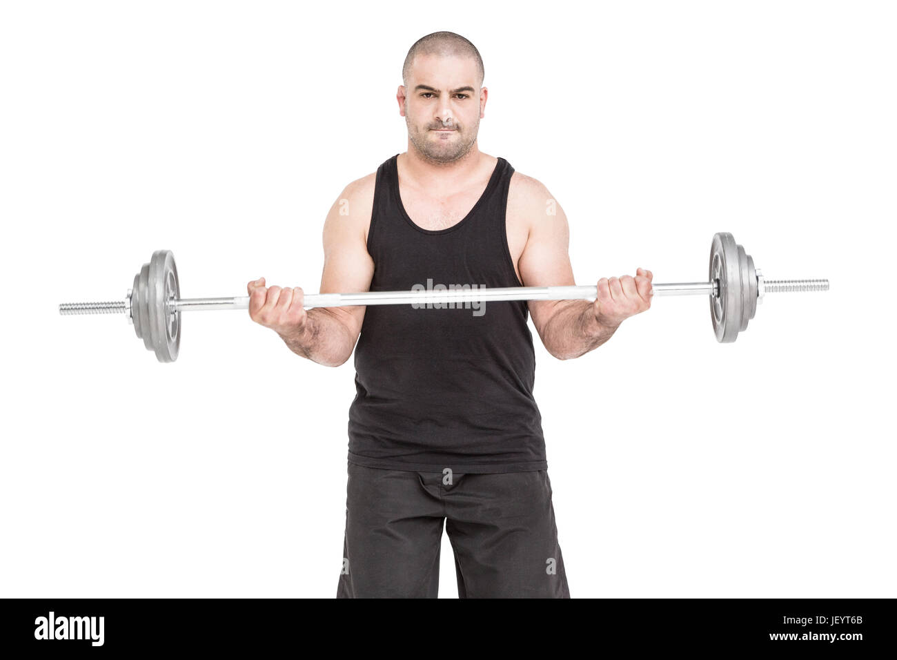 Bodybuilder lifting heavy barbell weights Stock Photo - Alamy