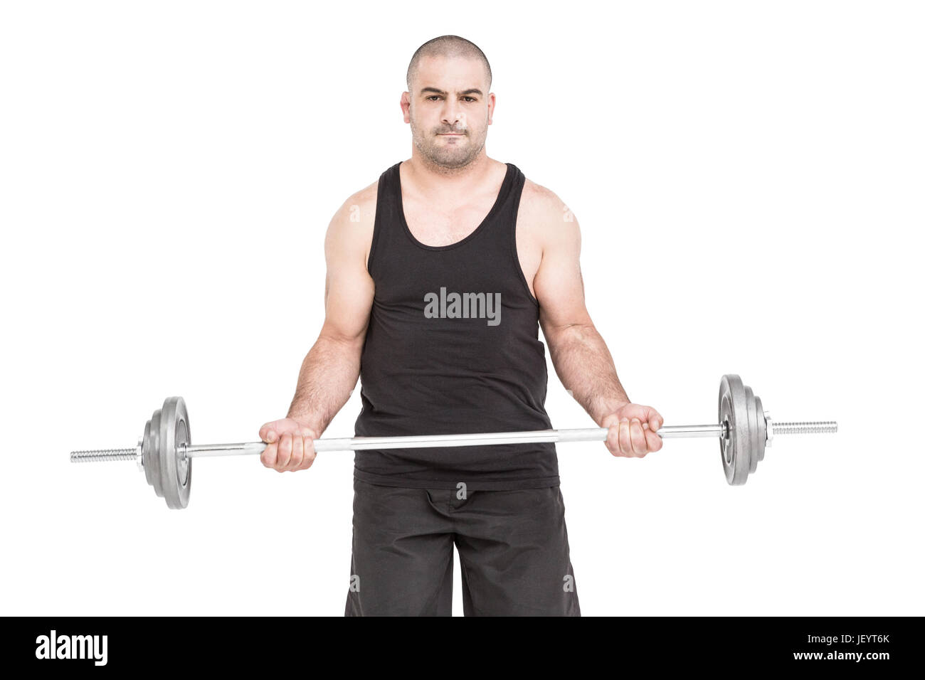 Bodybuilder lifting heavy barbell weights Stock Photo - Alamy