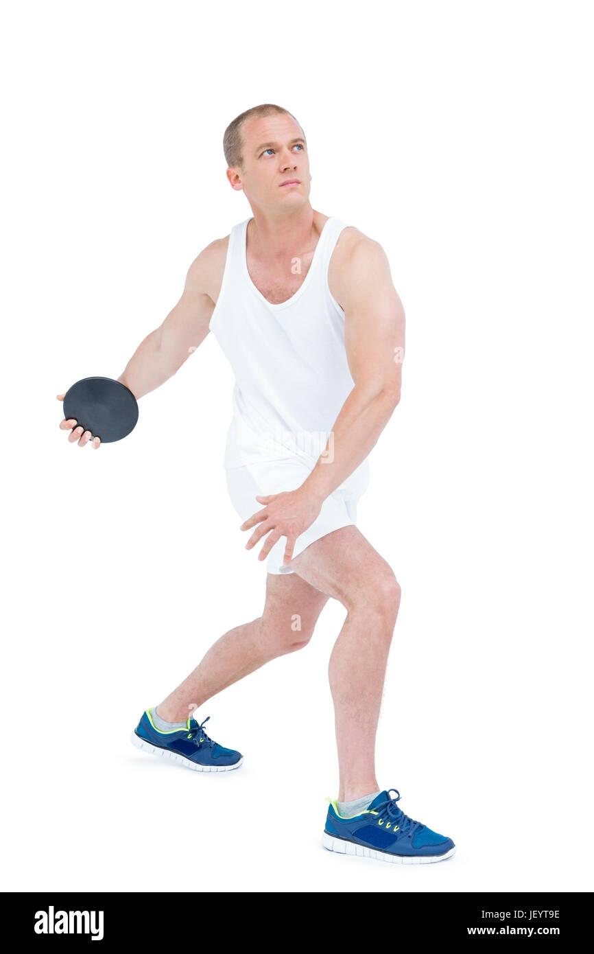 Athlete discus throwing Stock Photo - Alamy