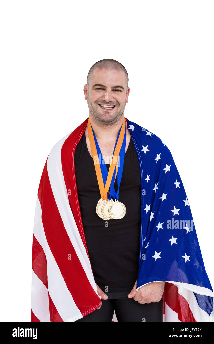Athlete with olympic gold medal Stock Photo - Alamy