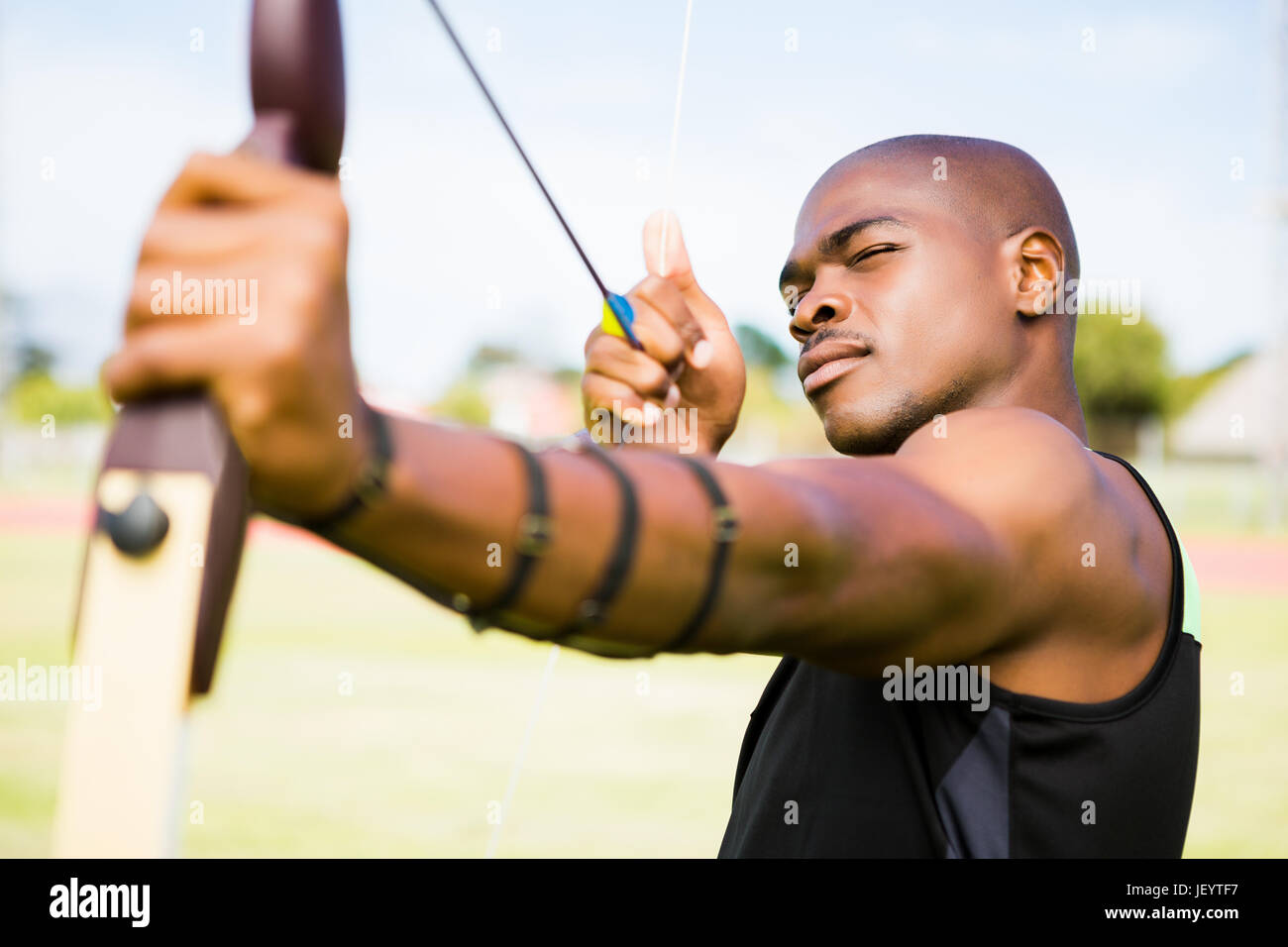 Athlete practicing archery Stock Photo - Alamy