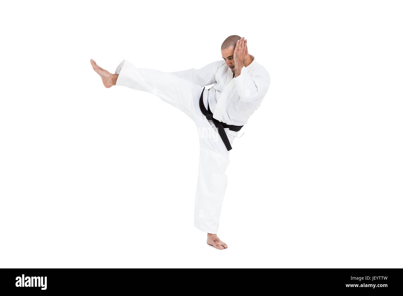 Fighter performing karate stance Stock Photo - Alamy