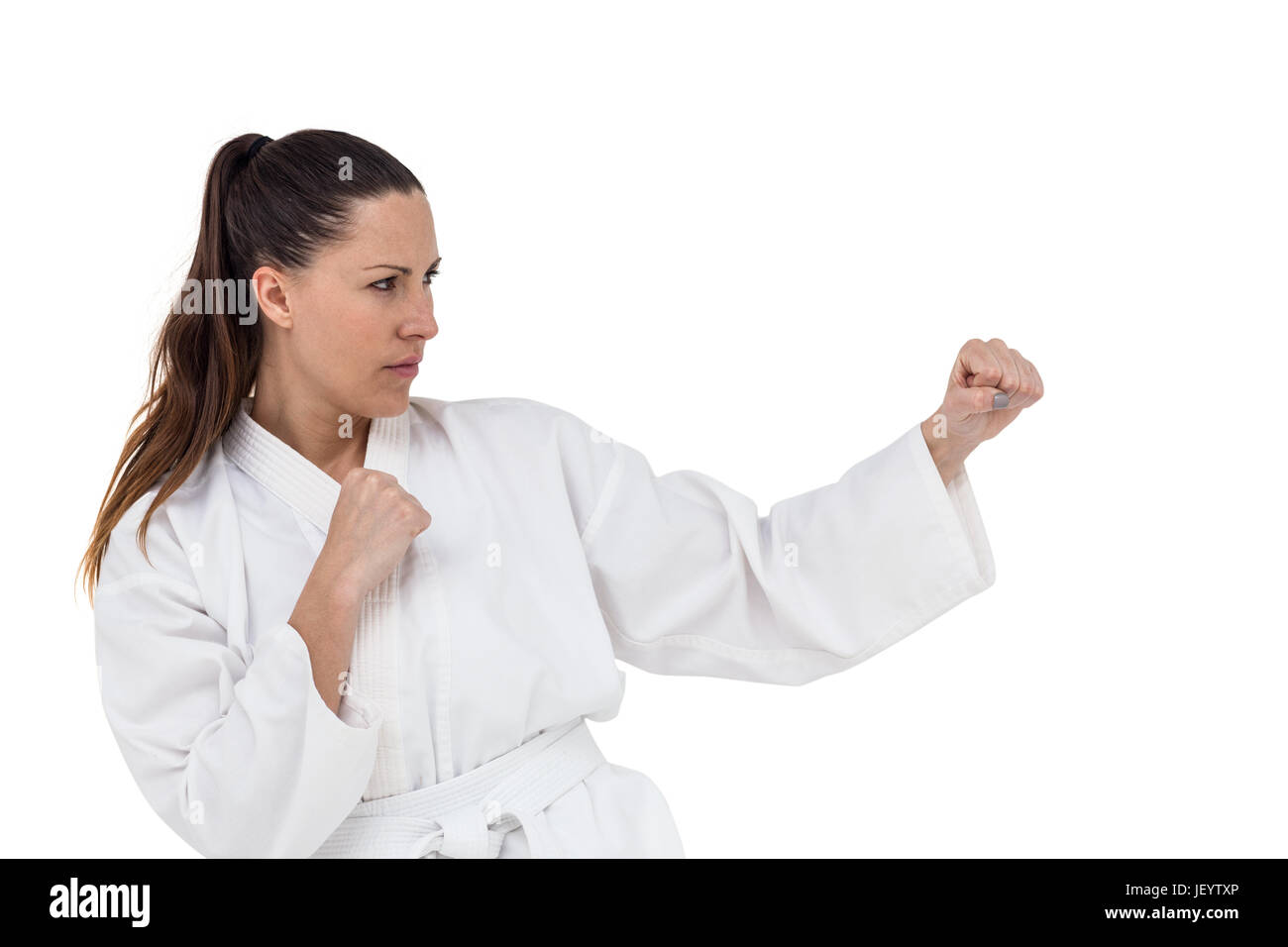 Fighter performing karate stance Stock Photo - Alamy
