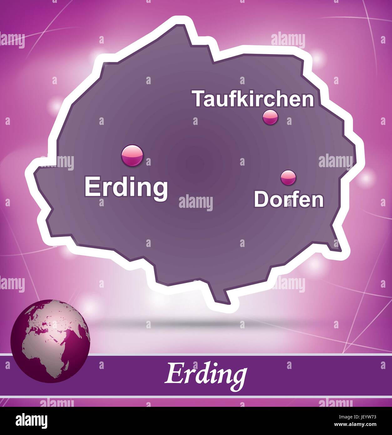island map of erding abstract background in violet Stock Vector Image ...