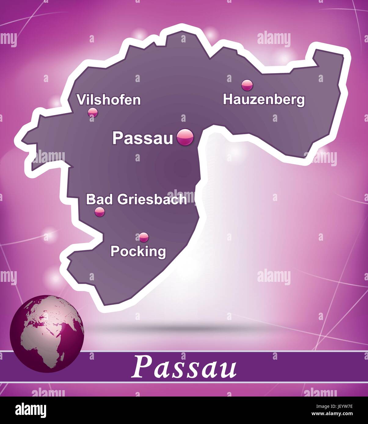 island map of passau abstract background in violet Stock Vector Image ...