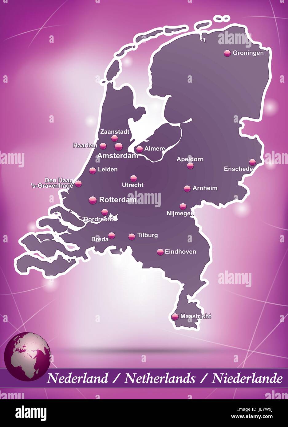 island map of netherlands abstract background in violet Stock Vector ...