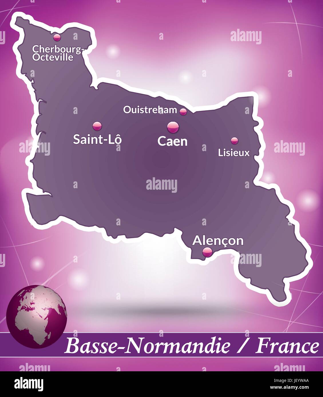 island map of lower normandy abstract background in violet Stock Vector ...