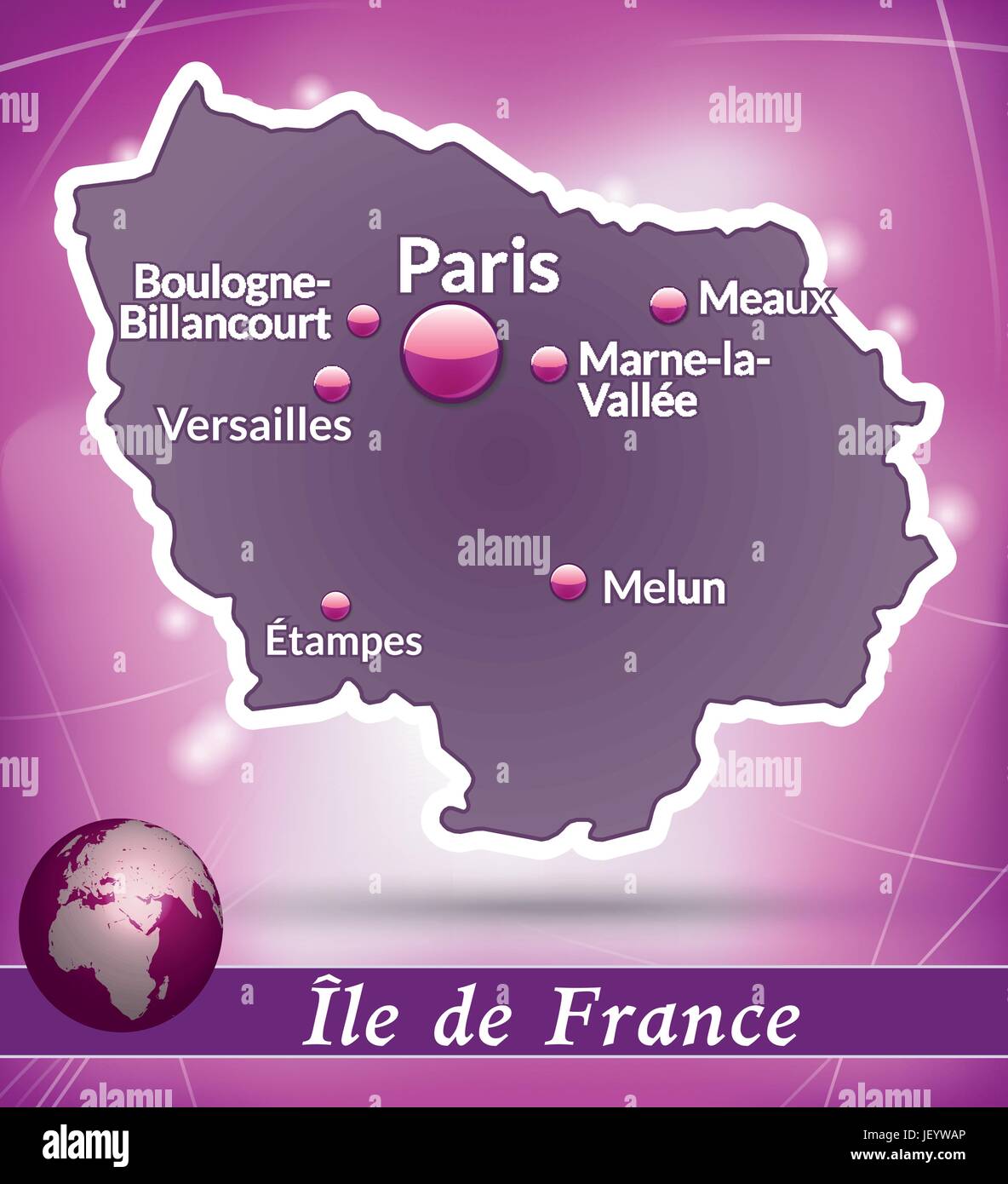 island map of le-de-france abstract background in violet Stock Vector ...