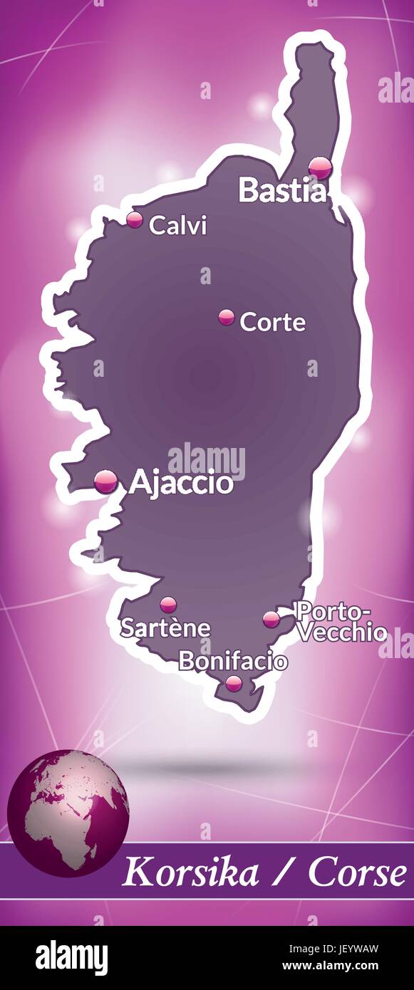 island map of corsica abstract background in purple Stock Vector Image ...