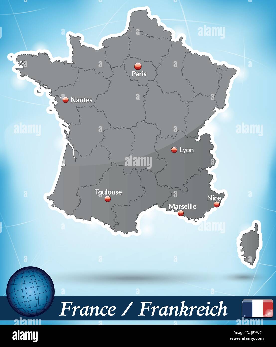 island map of france with boundaries in blue Stock Vector Image & Art ...