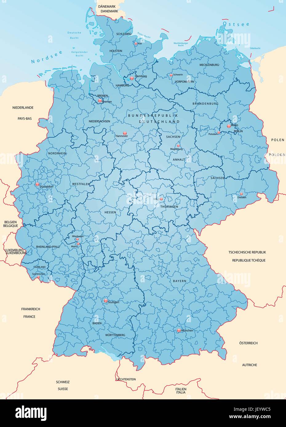 Germany map borders hi-res stock photography and images - Alamy