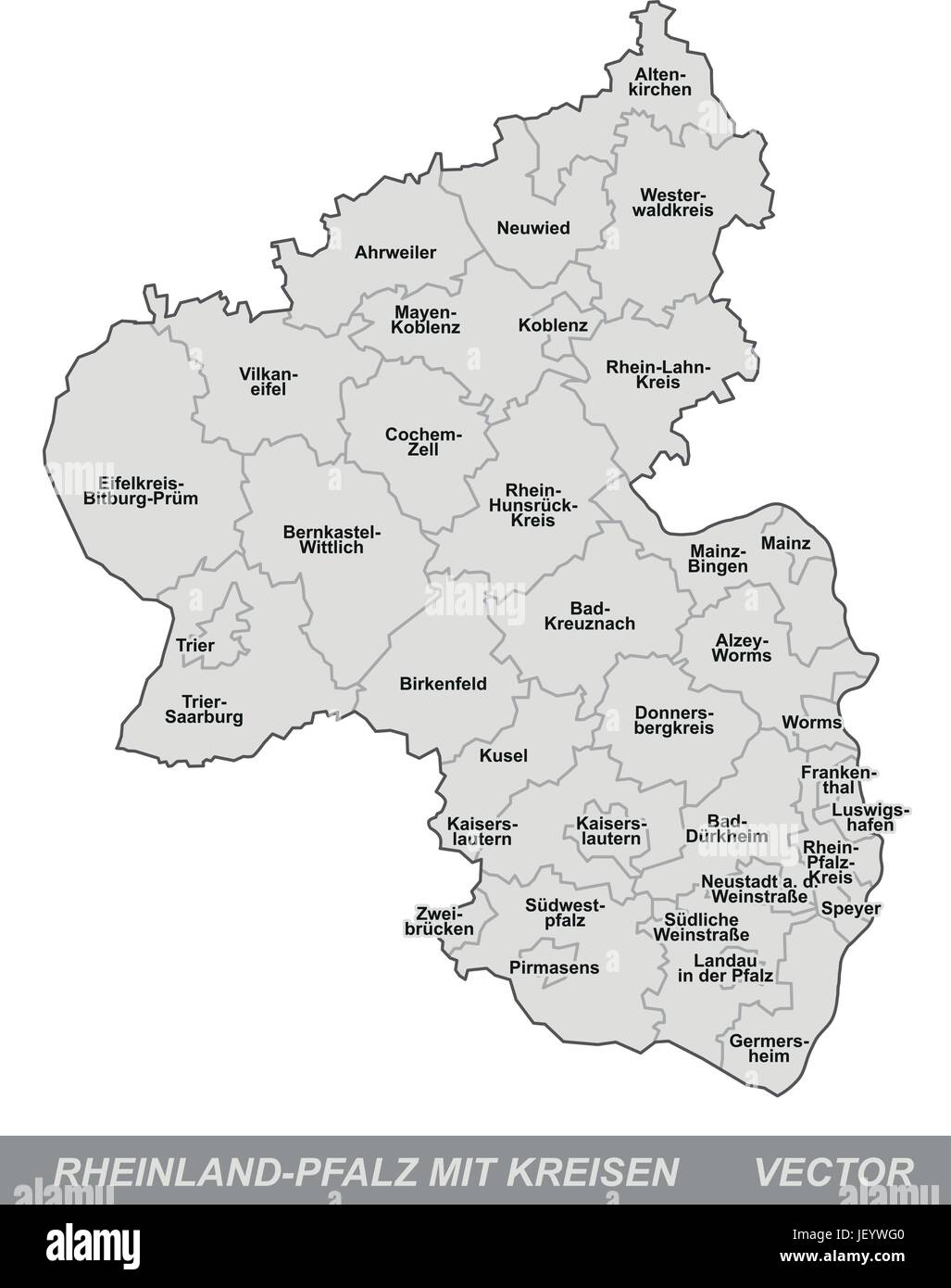 island map of rhineland-palatinate with borders in gray Stock Vector ...
