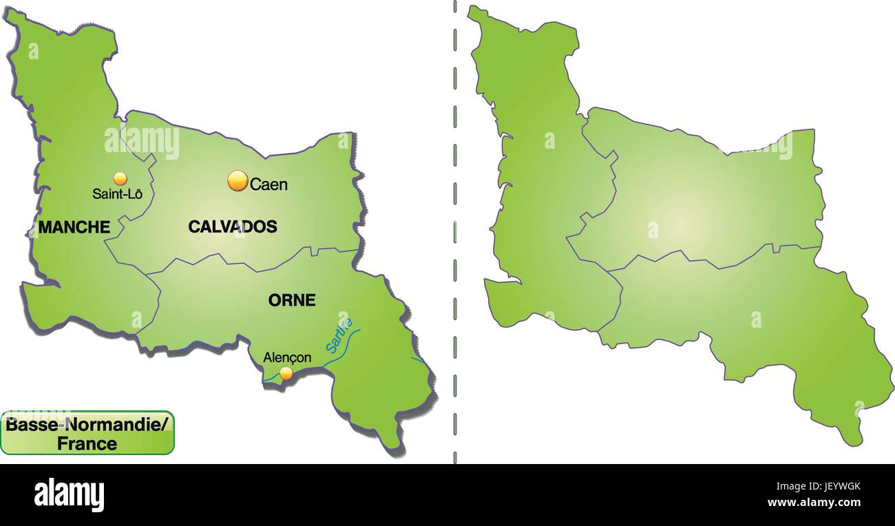island map of lower normandy with borders in green Stock Vector Image ...