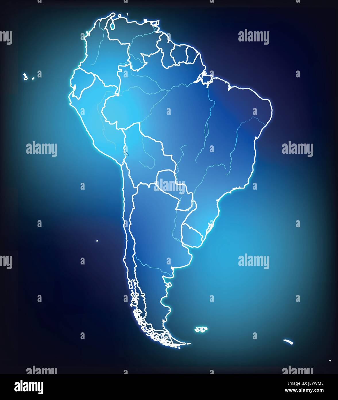 map of south america with borders in bright colors Stock Vector Image ...