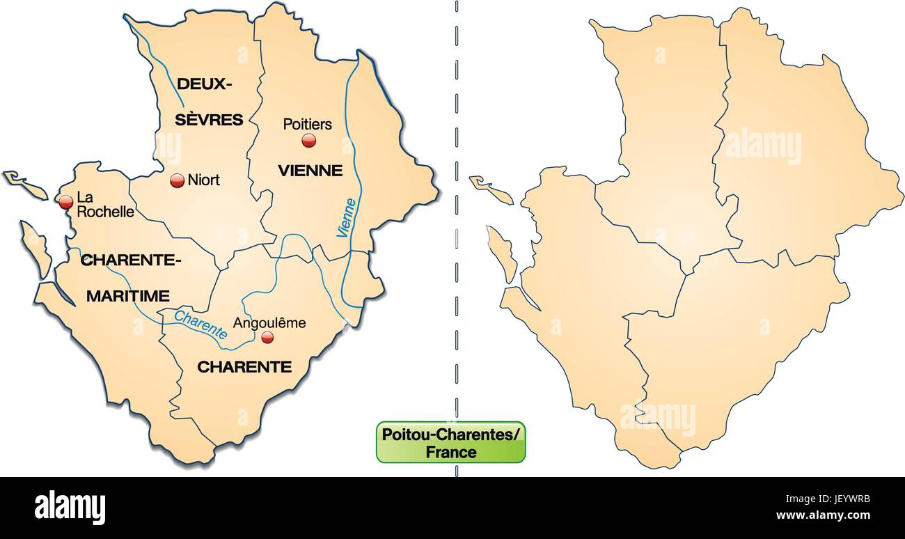 island map of poitou-charentes with borders in pastelorange Stock ...