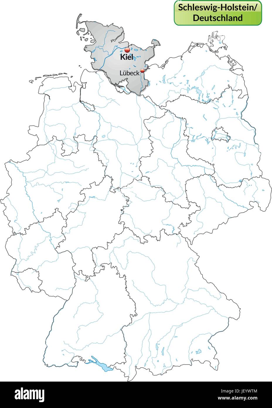 map of schleswig-holstein with capitals in gray Stock Vector Image ...